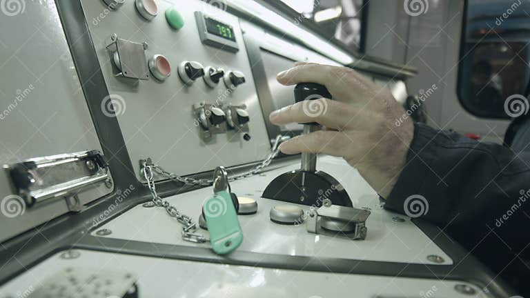 Interior View of the Drivers Cab High Speed Train. Stock Photo - Image ...