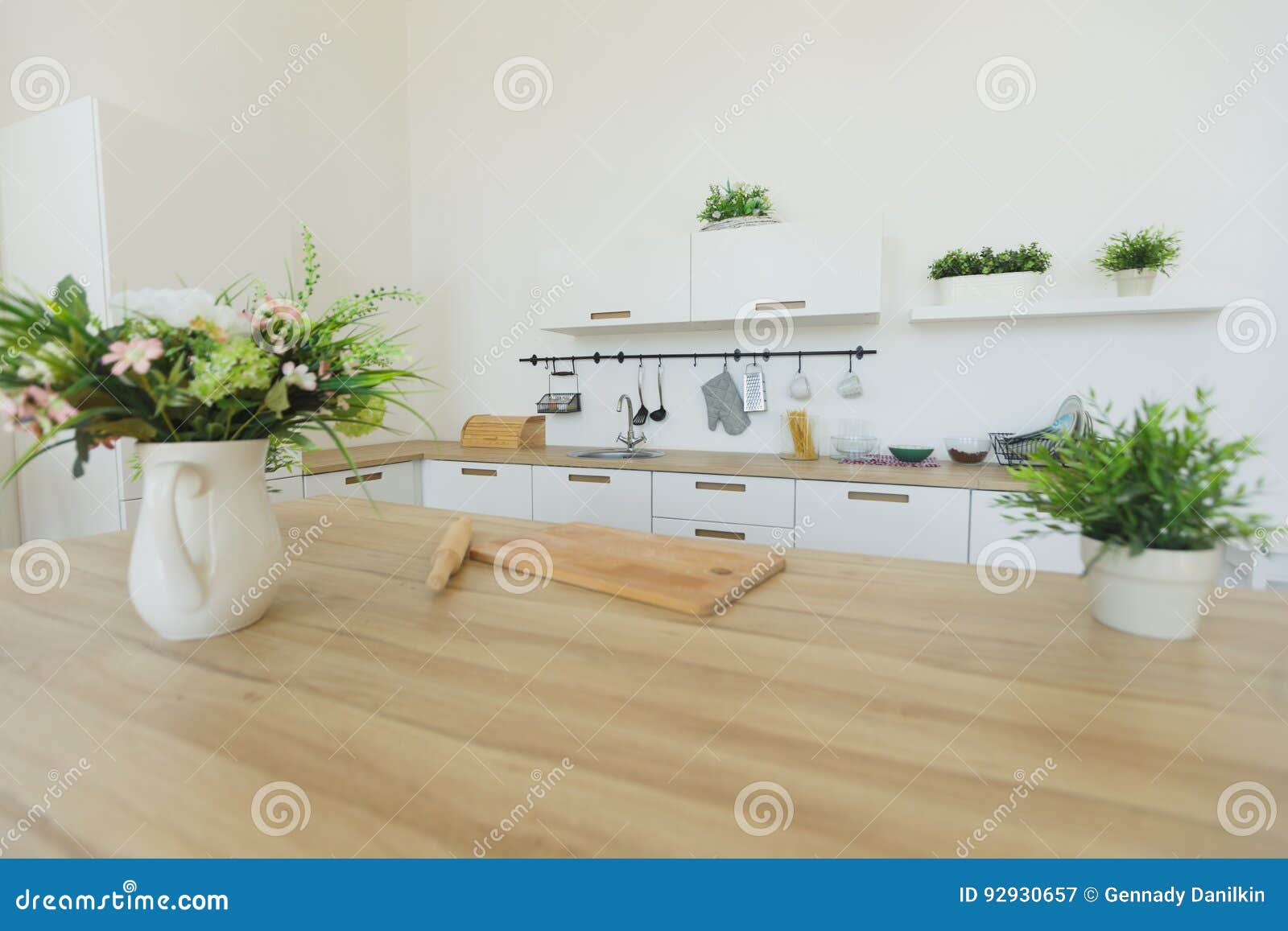 Interior View of Elegant Contemporary Kitchen. No People. Stock Image ...
