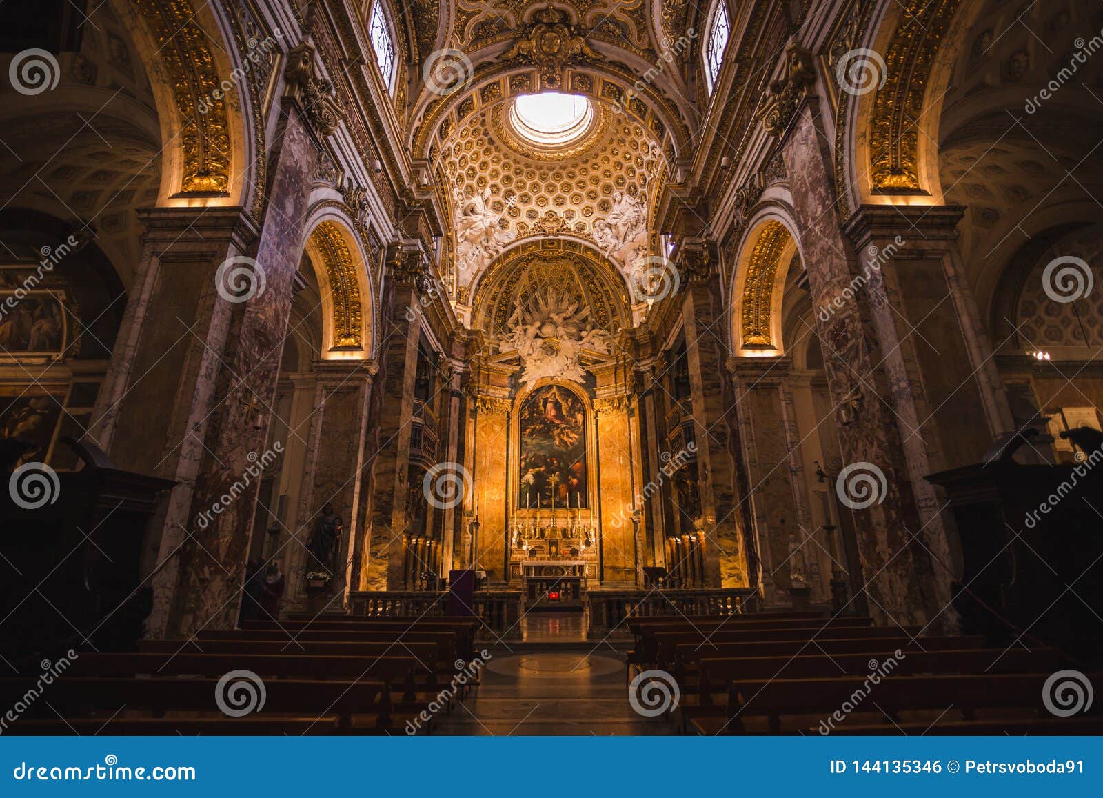 Interior View of Catholic Church in Rome. Editorial Photo - Image of ...