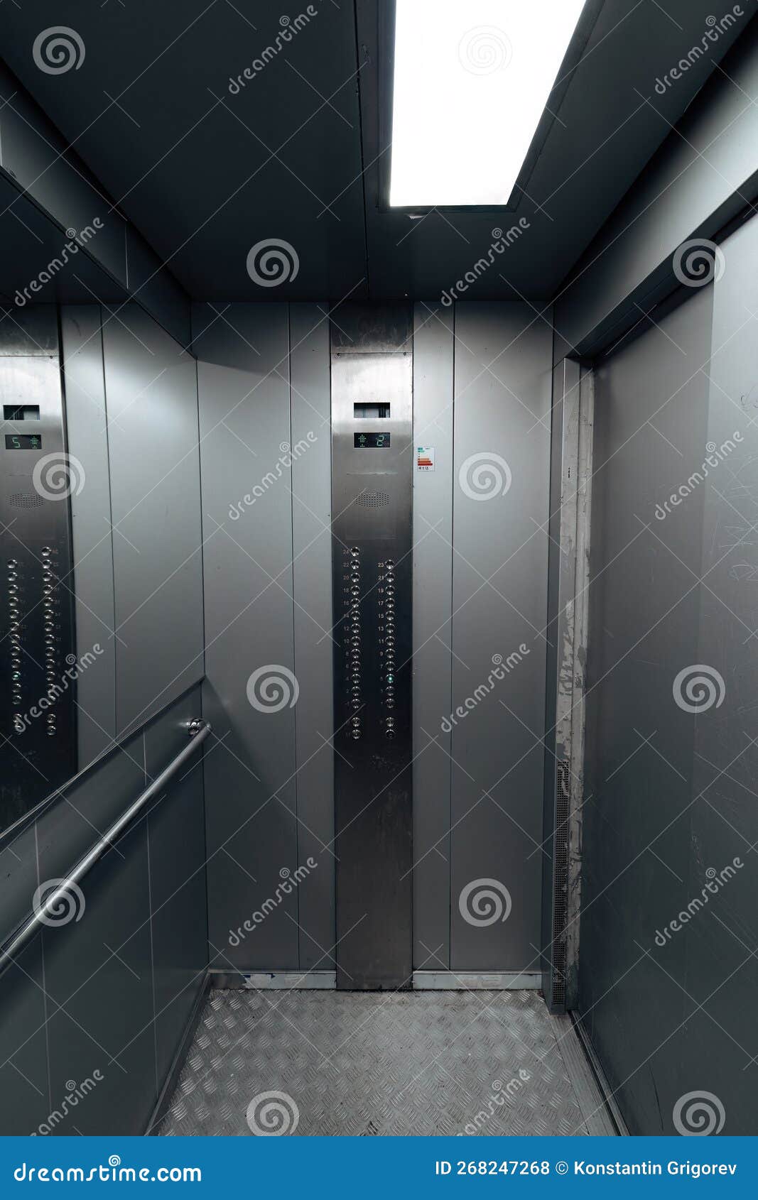 Interior View of Empty Elevator with Brushed Steel Walls Stock Photo - Image of space, walls ...