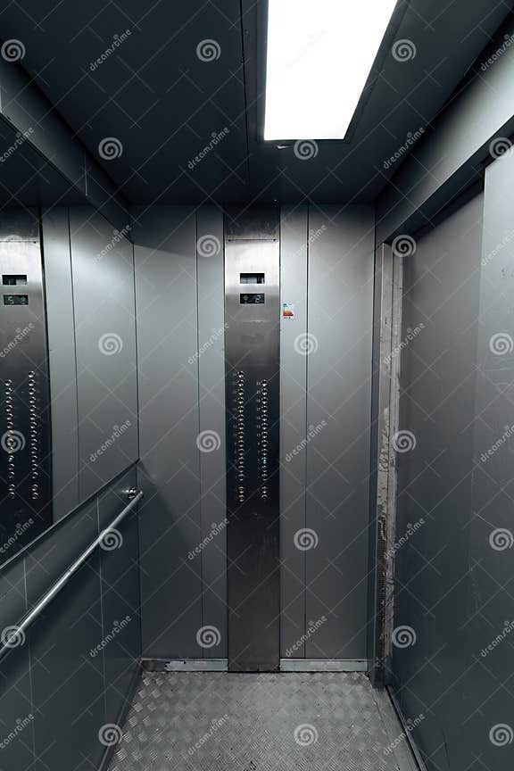 Interior View of Empty Elevator with Brushed Steel Walls Stock Photo ...