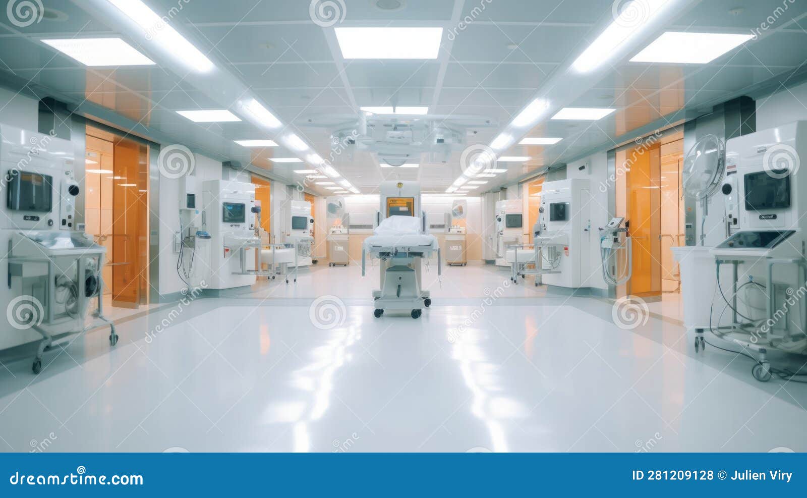 Interior View of an Empty Modern Hospital Full of Medical Equipment ...