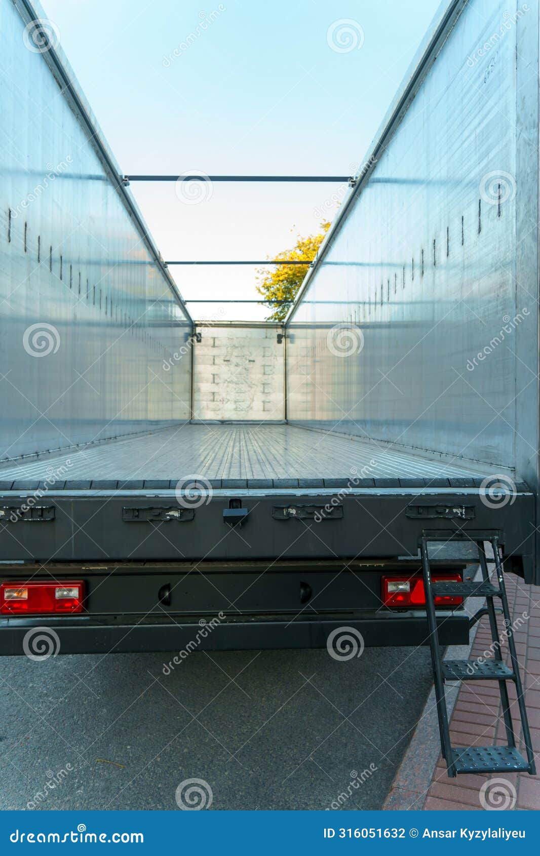 Interior View of an Empty Semi-trailer Van for Cargo Transportation ...