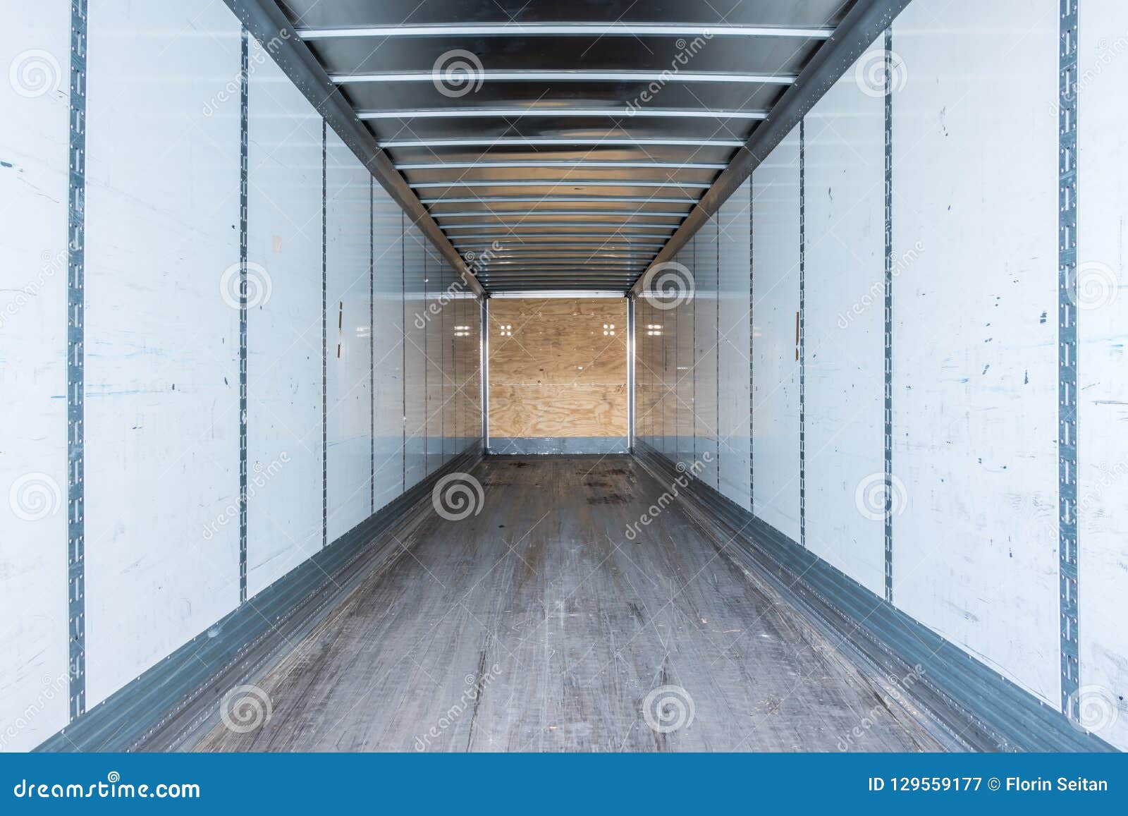 Interior View of Empty Semi Truck Dry Van Trailer Stock Image - Image ...