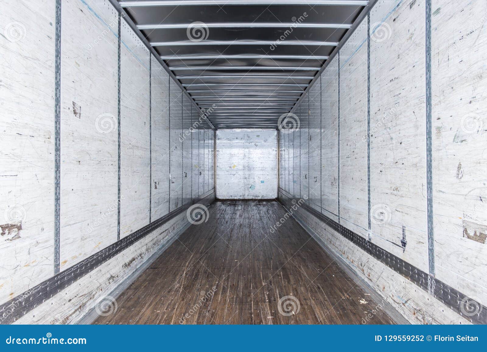 Interior View of Empty Semi Truck Dry Van Trailer Stock Photo - Image ...