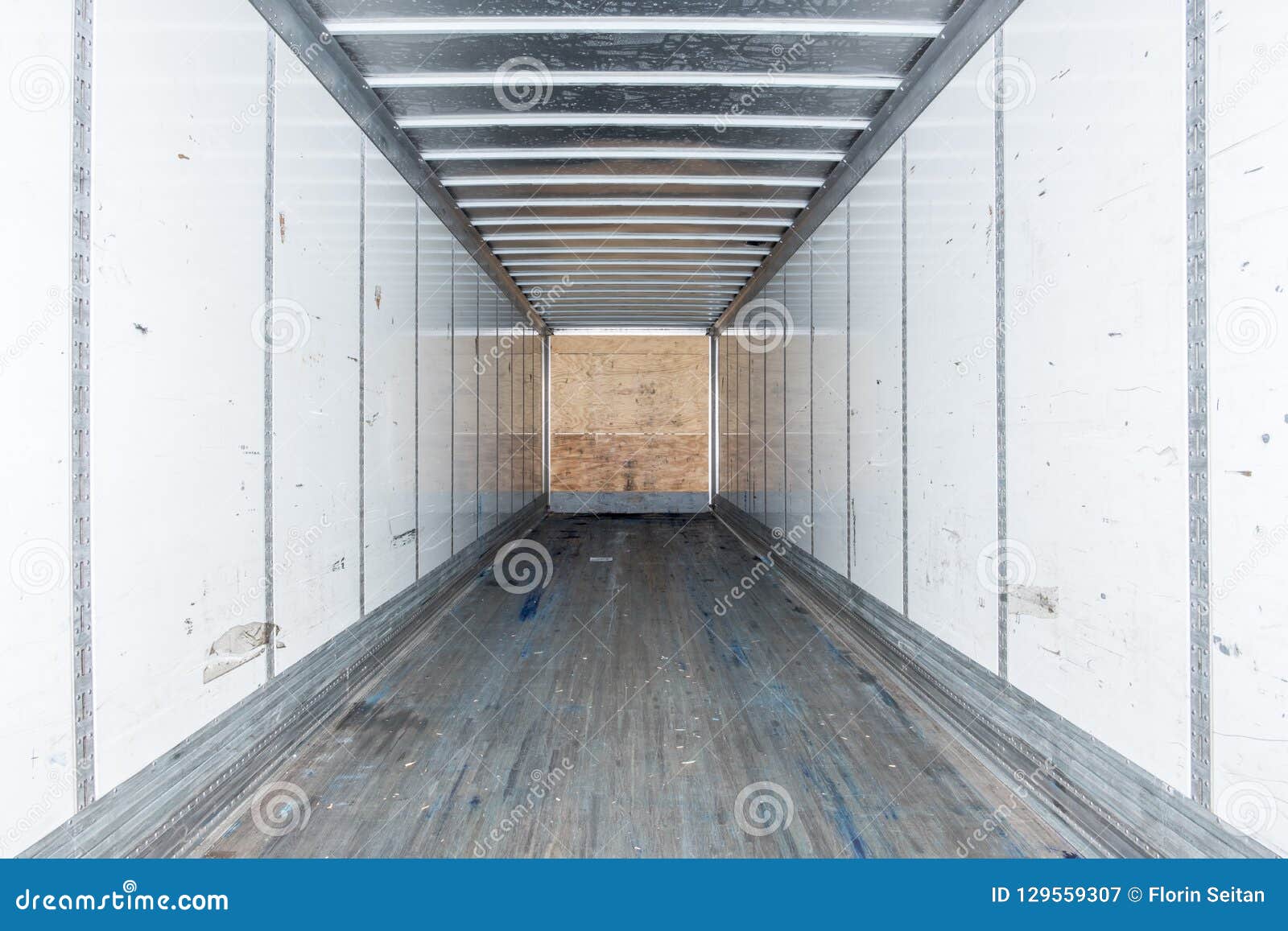 Interior View of Empty Semi Truck Dry Van Trailer Stock Image - Image ...