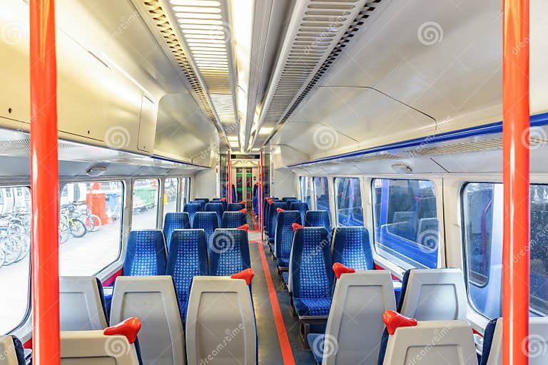 Interior View of a Empty Train with Selective Focus Stock Photo - Image ...