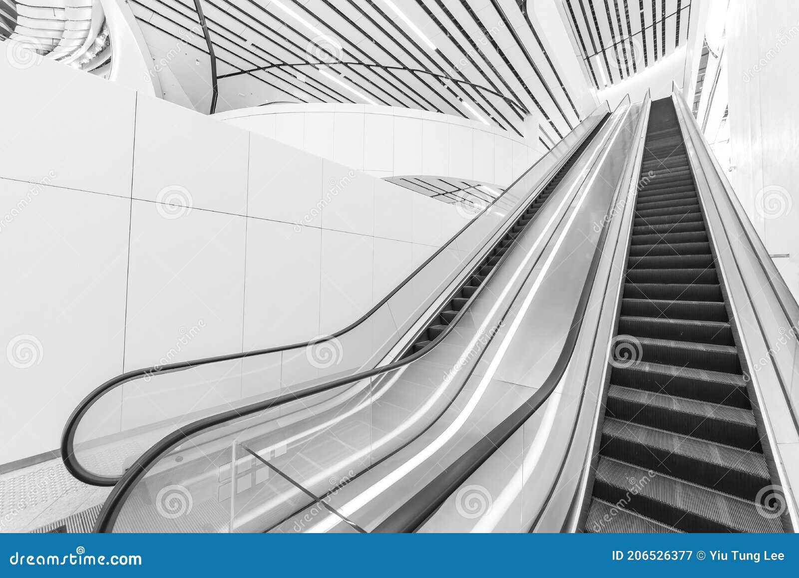 Escalator in Modern Architecture Stock Image - Image of building, black ...