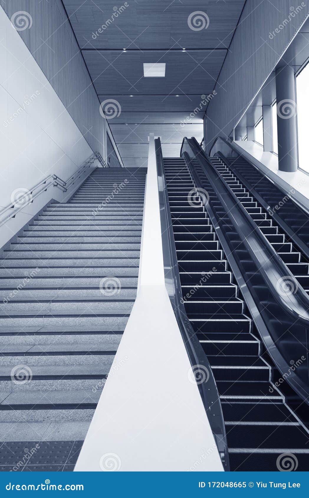 Interior View of Escalator and Stairway Stock Image - Image of path ...
