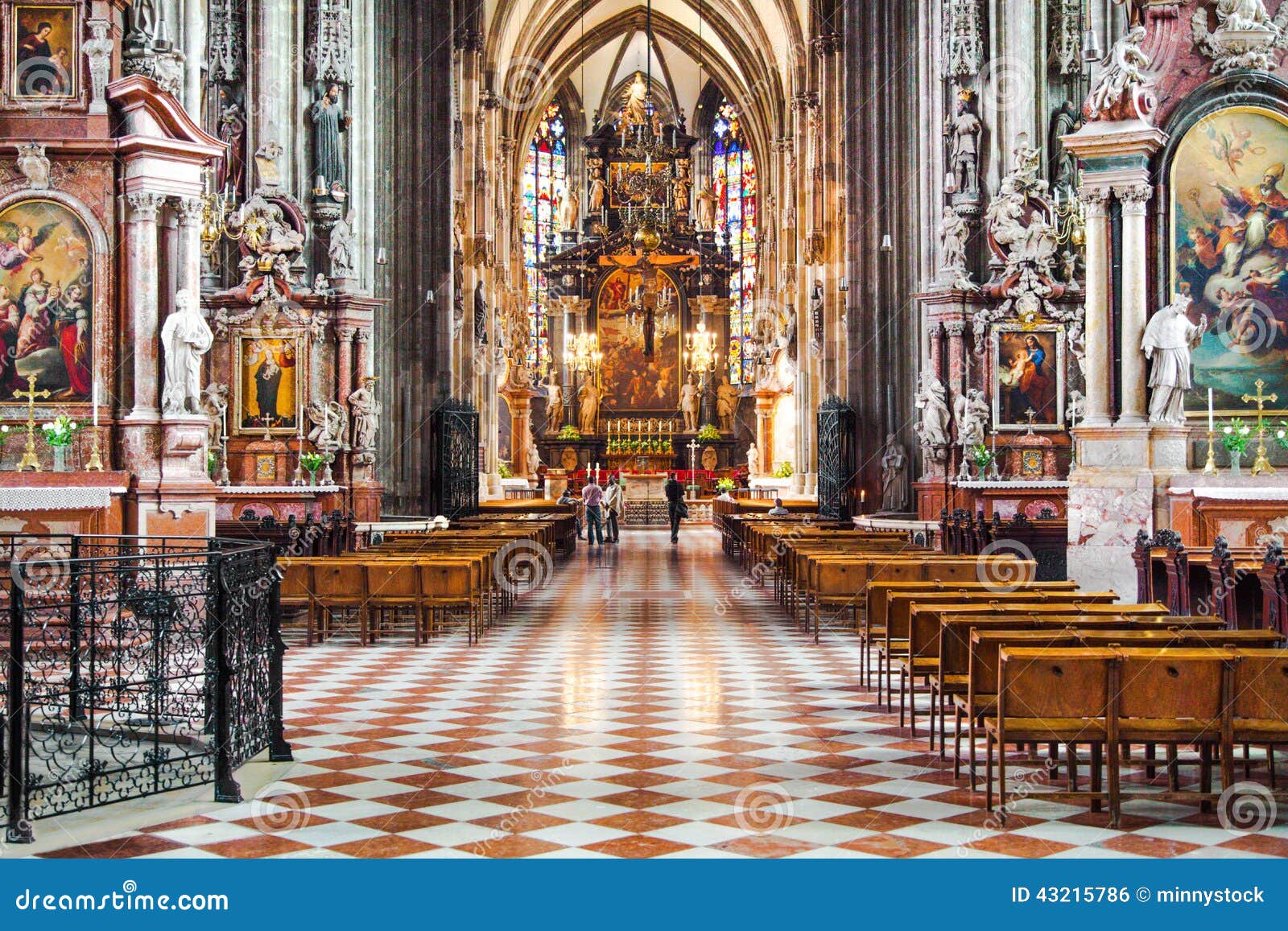 Interior View Of Famous St. Stephen's Cathedral In Vienna, Austria ...