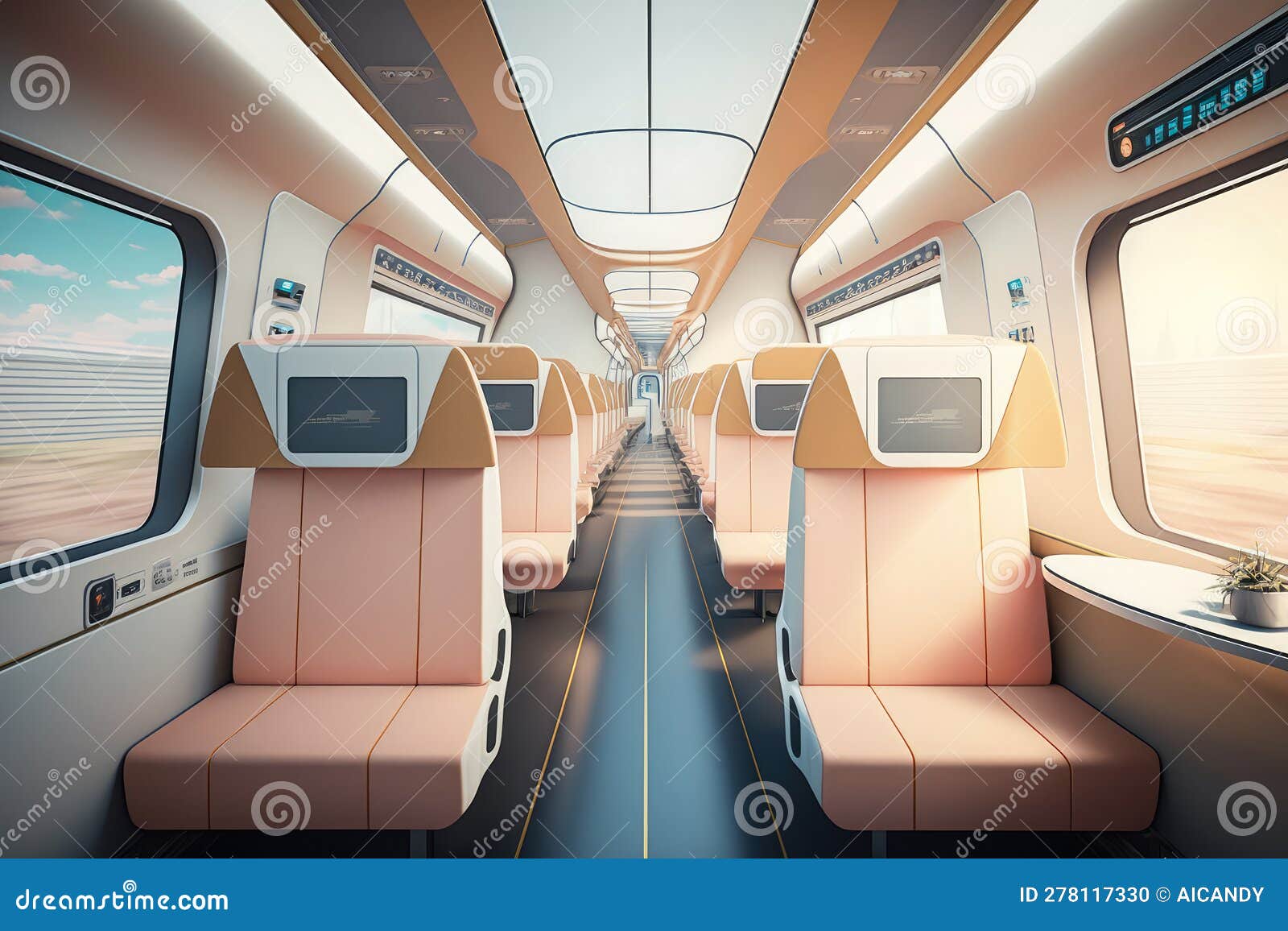 Interior View of a Futuristic Train with Advanced Maglev Technology ...