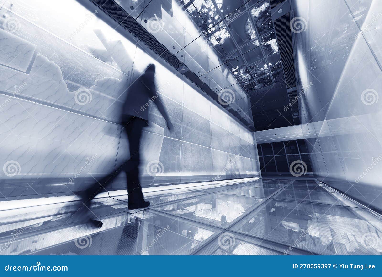 Interior View of Futuristic Walkway Stock Image - Image of wall ...