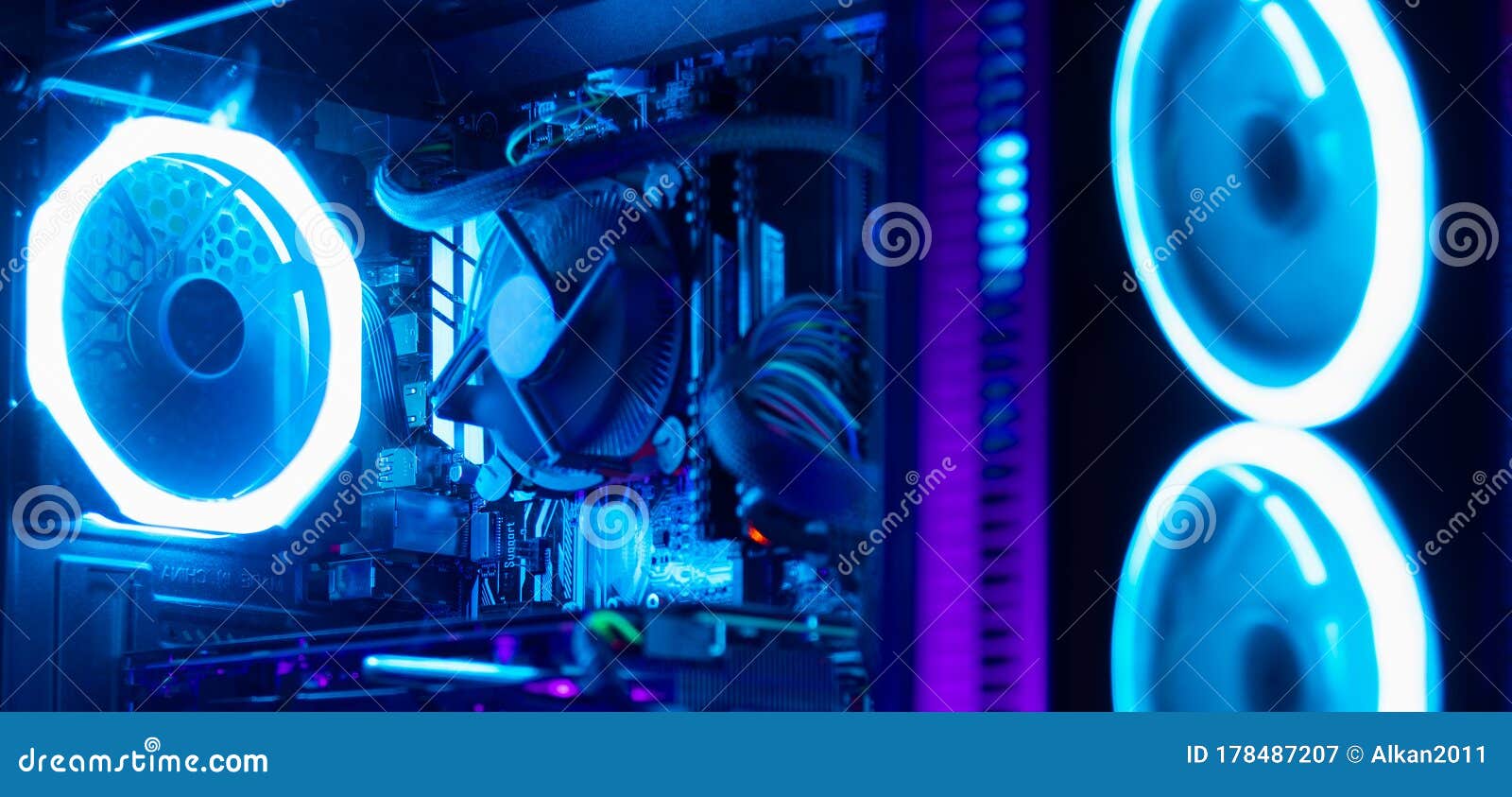 Interior View of a Glass Pc Case Stock Image - Image of colorful, room ...