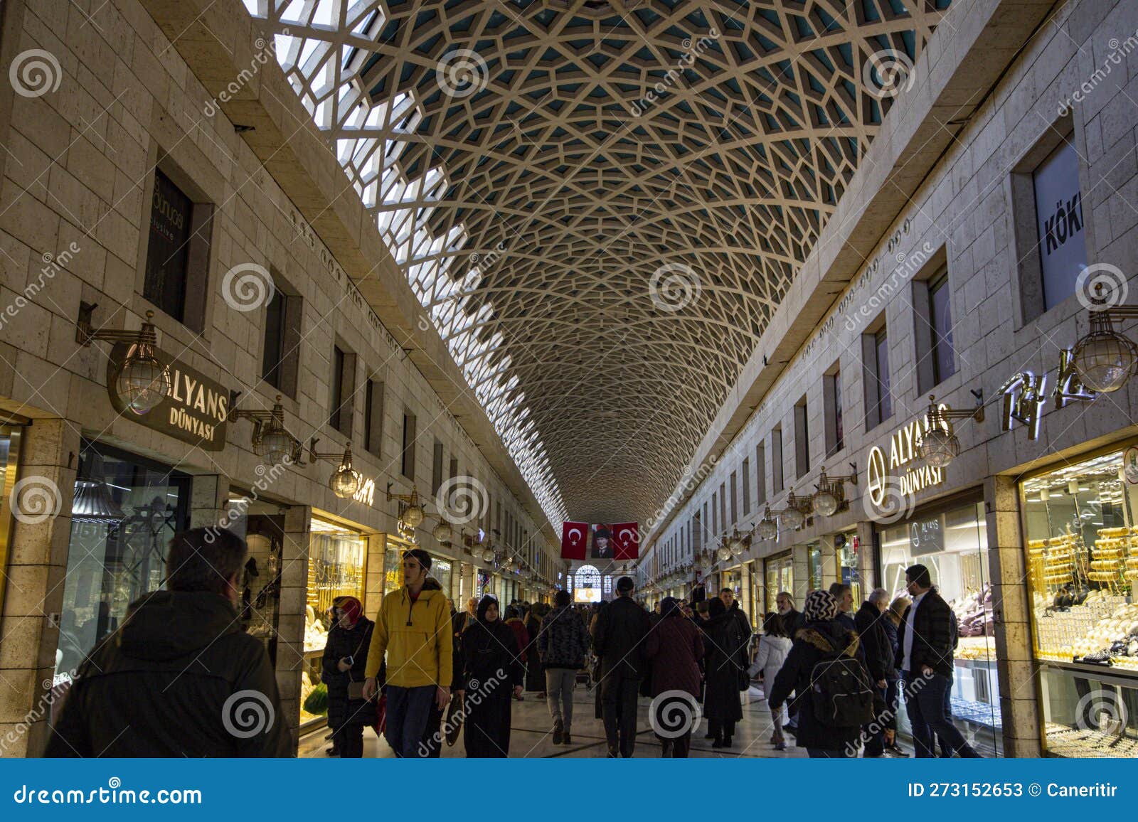 Interior View of the Grand Bazaar. People Visit Grand Bazaar in Bursa ...