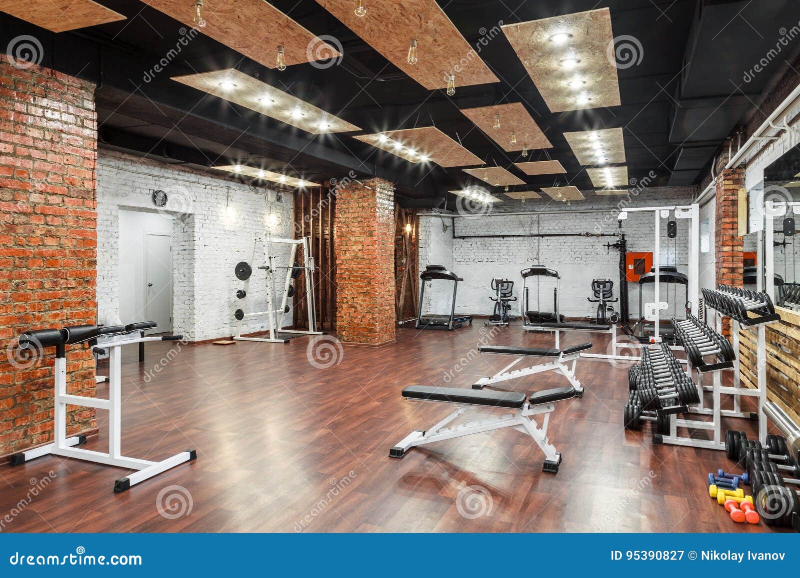 Interior View of a Gym with Equipment. Stock Image - Image of indoor ...