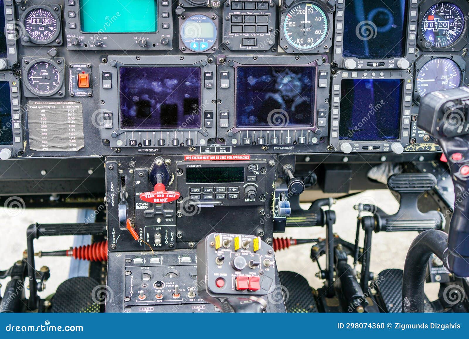Interior View of Helicopter Agusta Cockpit with Control Pedals ...