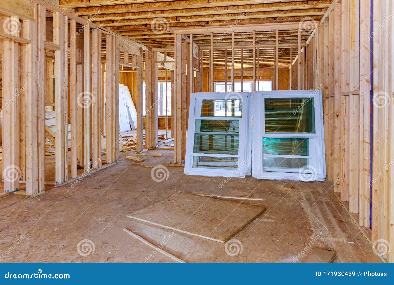 Interior View of a House Under Construction Stock Image - Image of ...