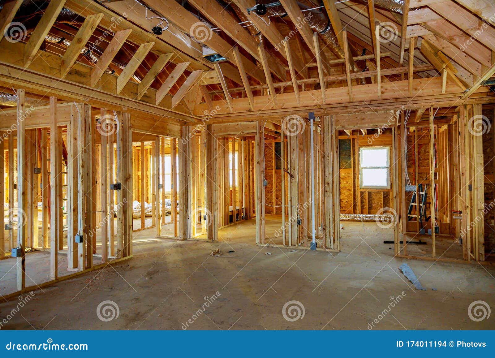 Interior View of a House Under Construction Stock Photo - Image of ...