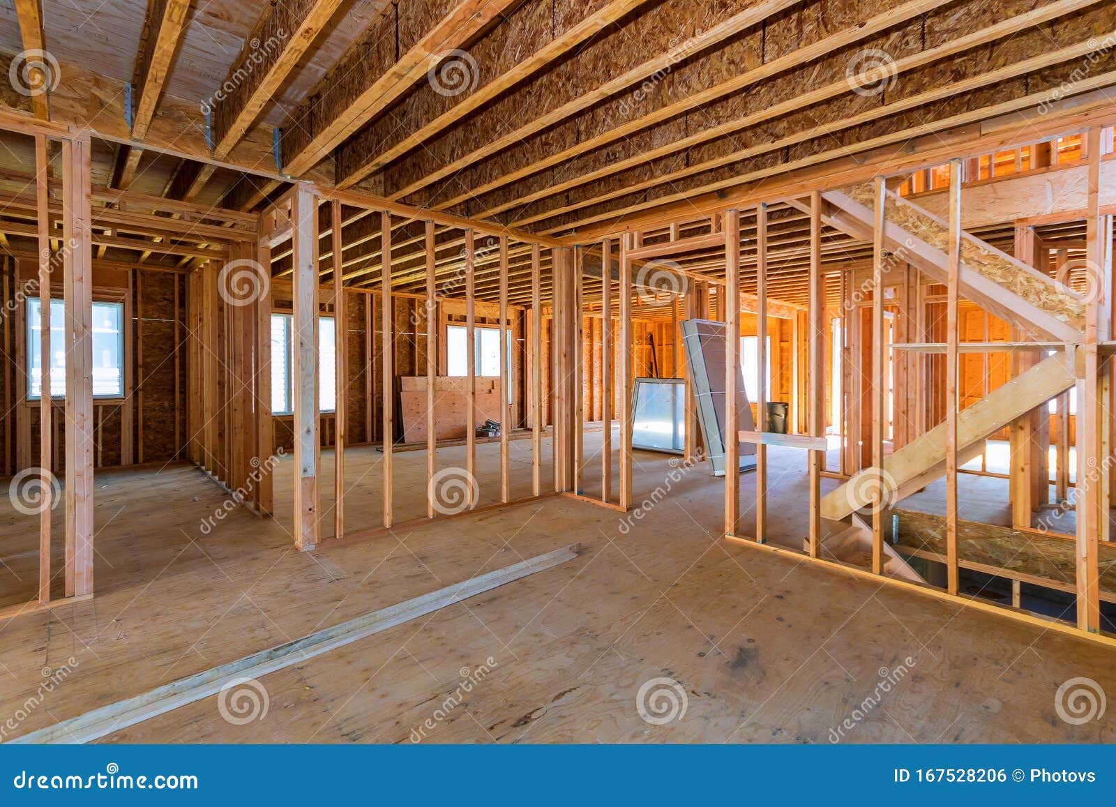 Interior View of a House Under Construction Stock Photo - Image of ...