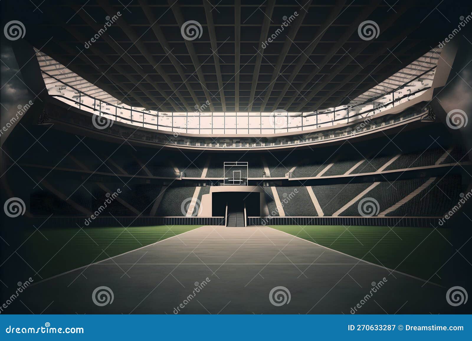 Interior View of an Illuminated Soccer Stadium for a Game. Neural ...