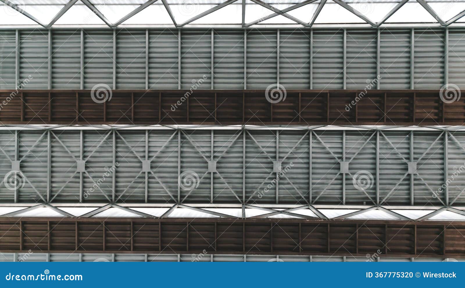 Industrial Ceiling Structure With Vent Grilles And Drain Pipes Stock ...