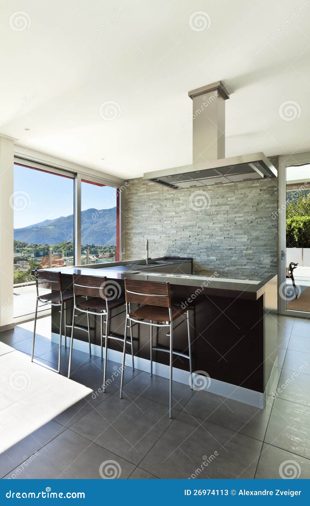 Interior, View of the Kitchen Stock Image - Image of room, glass: 26974113