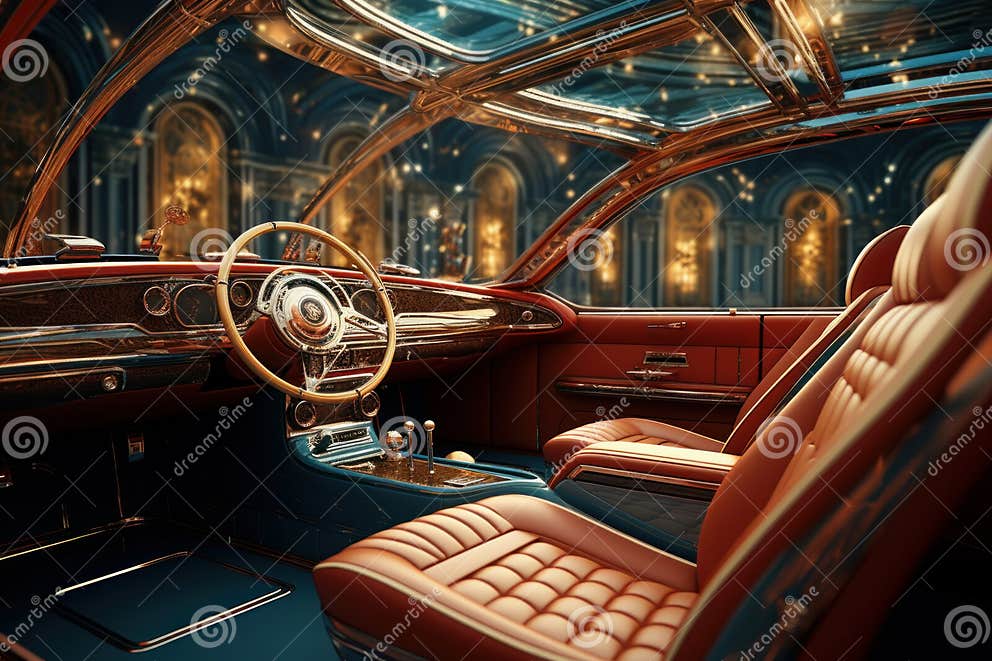 Interior View of a Large Luxury Car. Stock Photo - Image of modern ...
