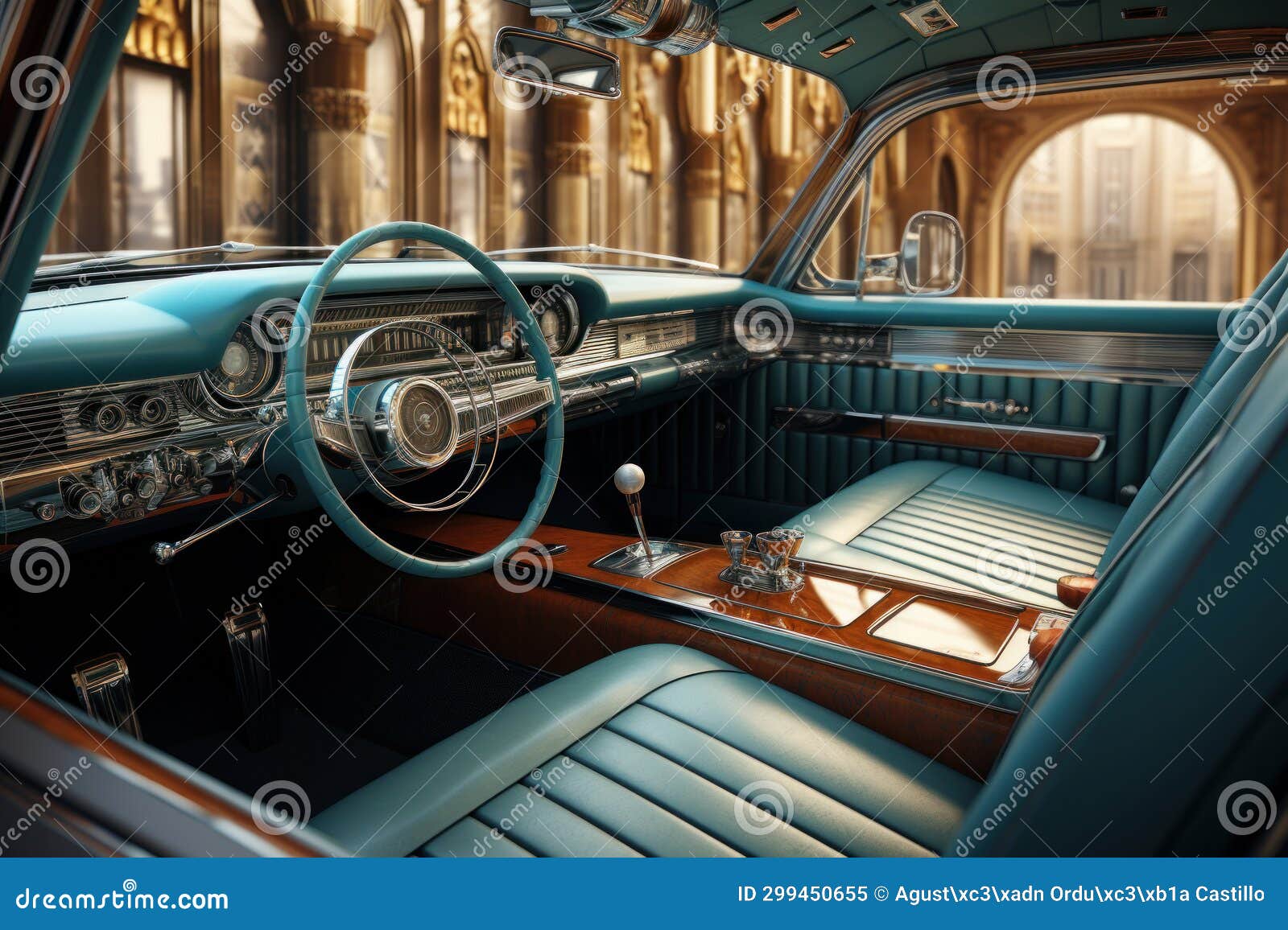 Interior View of a Large Luxury Car. Stock Image - Image of retro ...