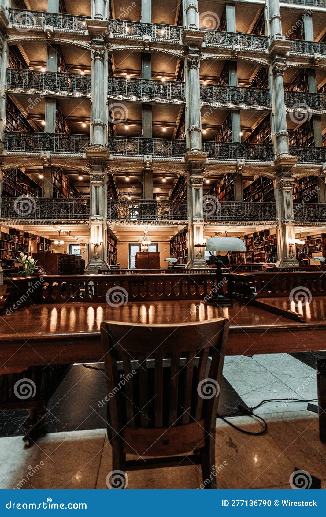 Interior View of a Library Featuring a Bookshelf with Rows of Books ...