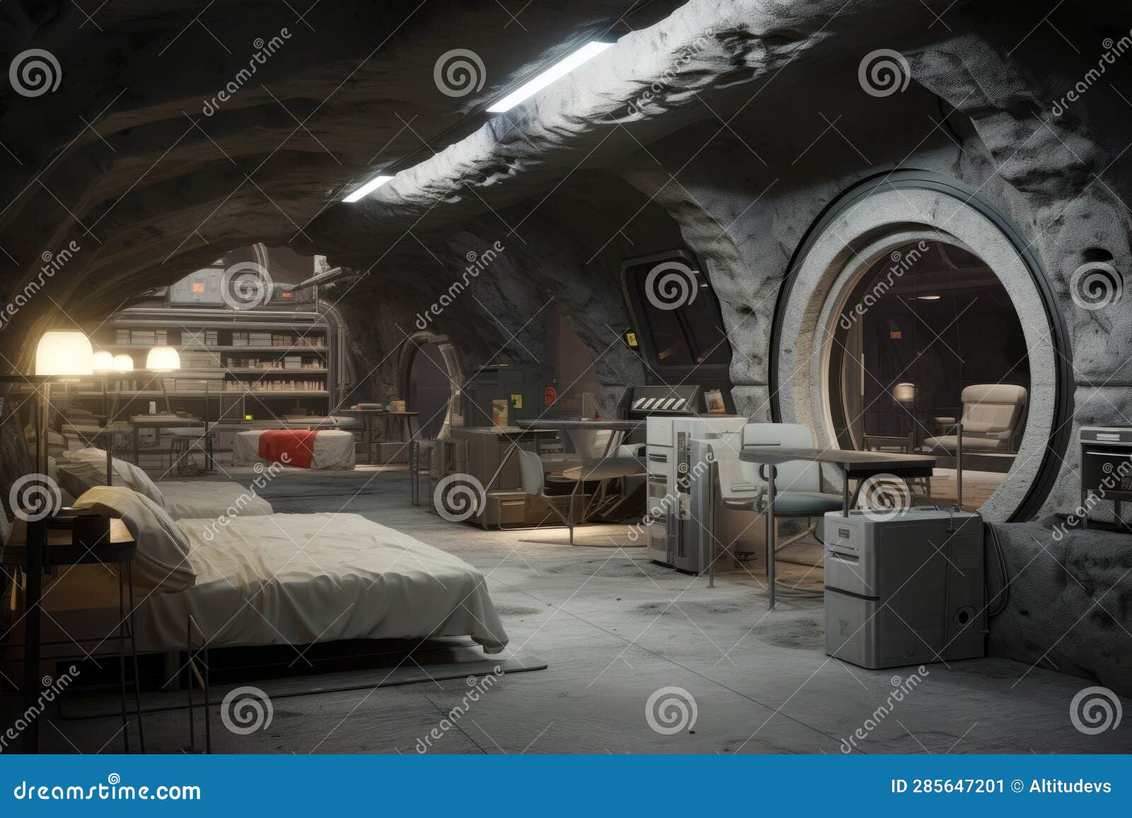 Interior View of a Lunar Base Living Quarters Stock Image - Image of ...