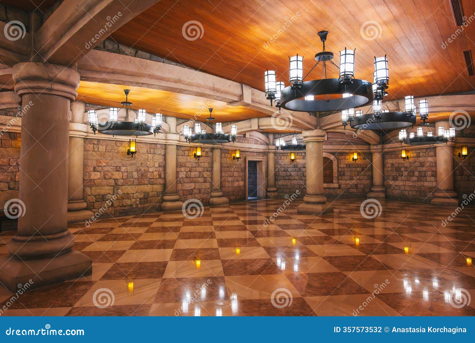Interior View of the Main Hall of a Medieval European Castle with ...