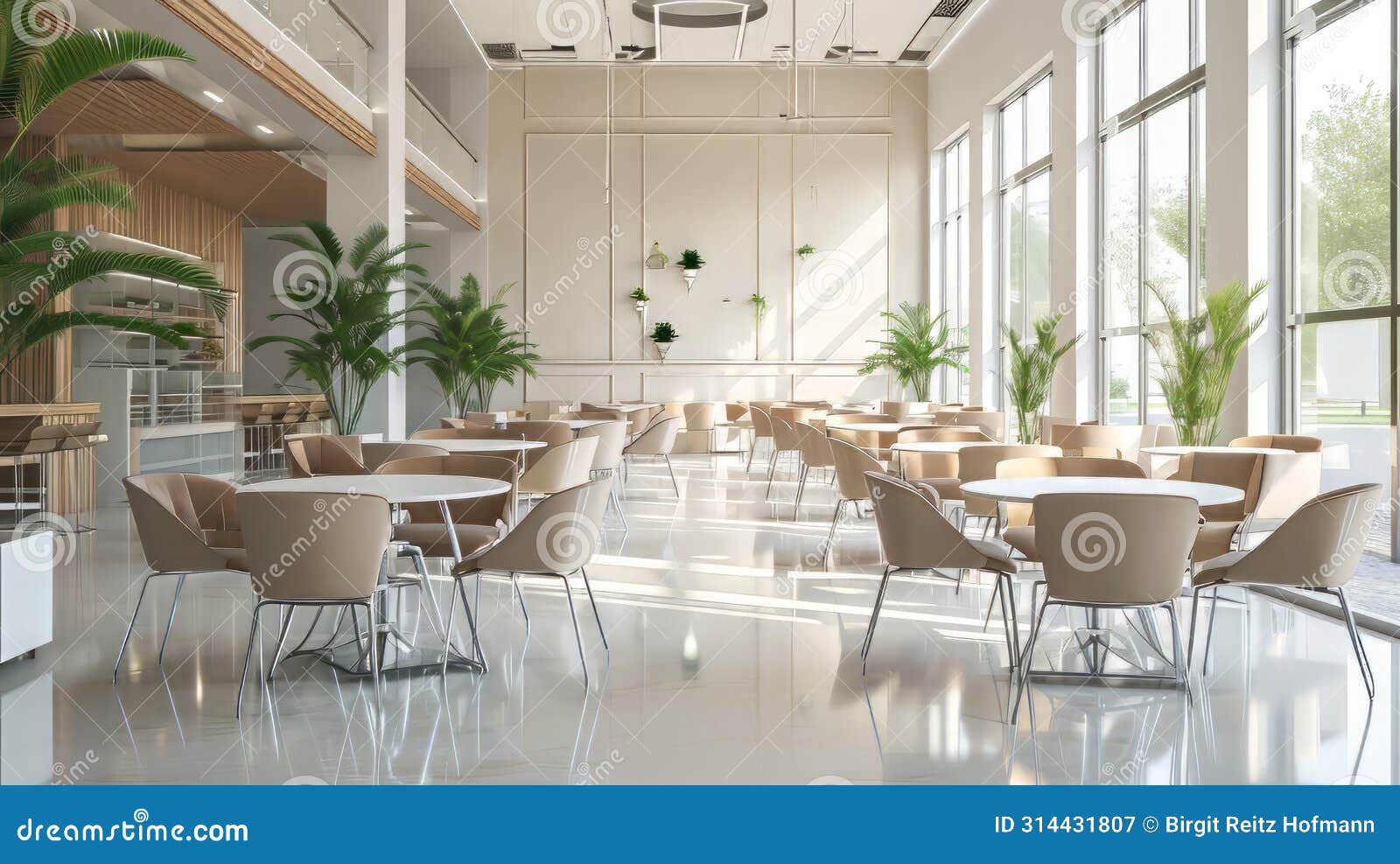 Interior View of a Modern Bright Canteen Stock Illustration ...