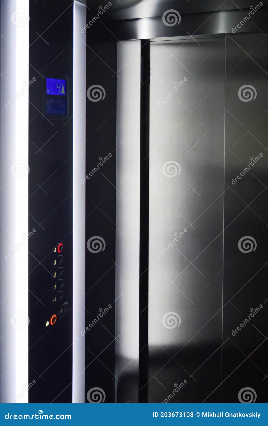 Interior View of a Modern Elevator with Metallic Walls Stock Photo ...