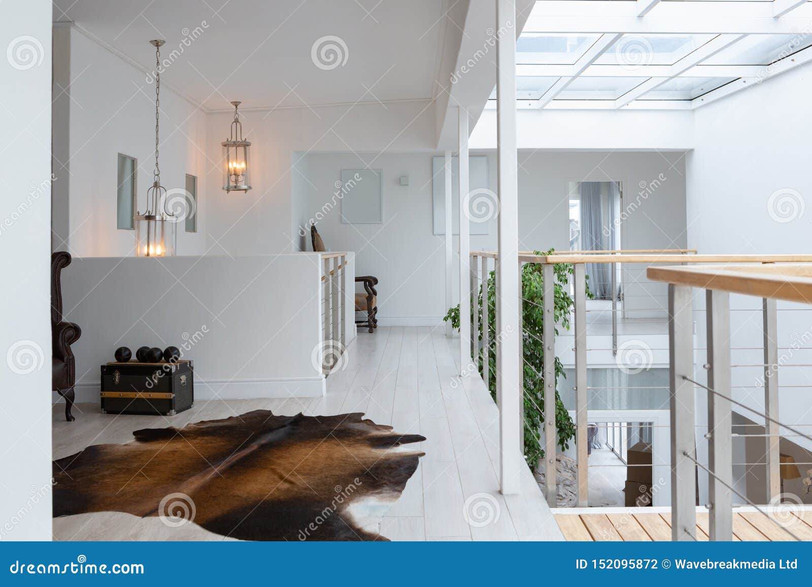 Interior View of Modern Home Stock Photo - Image of railing, abode ...