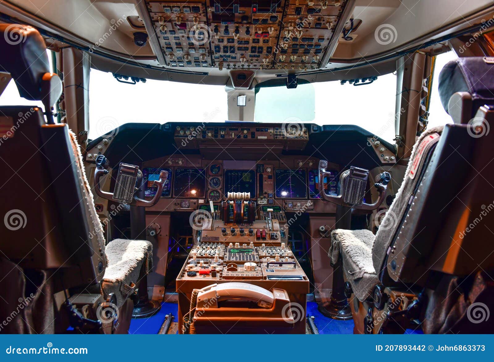 Interior View of Modern Instruments in Cockpit Airplane Stock Photo ...