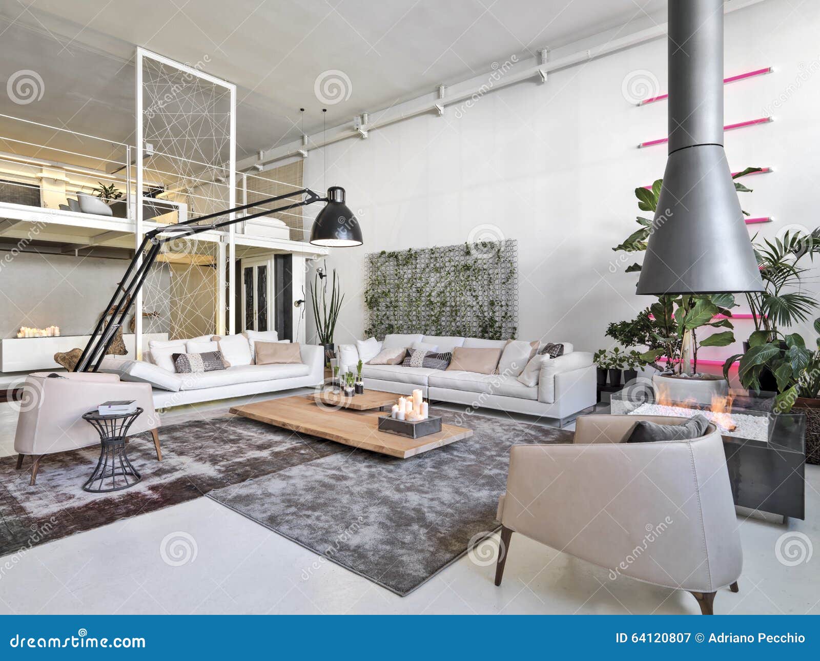 Interior View of a Modern Living Room Stock Image - Image of loft ...