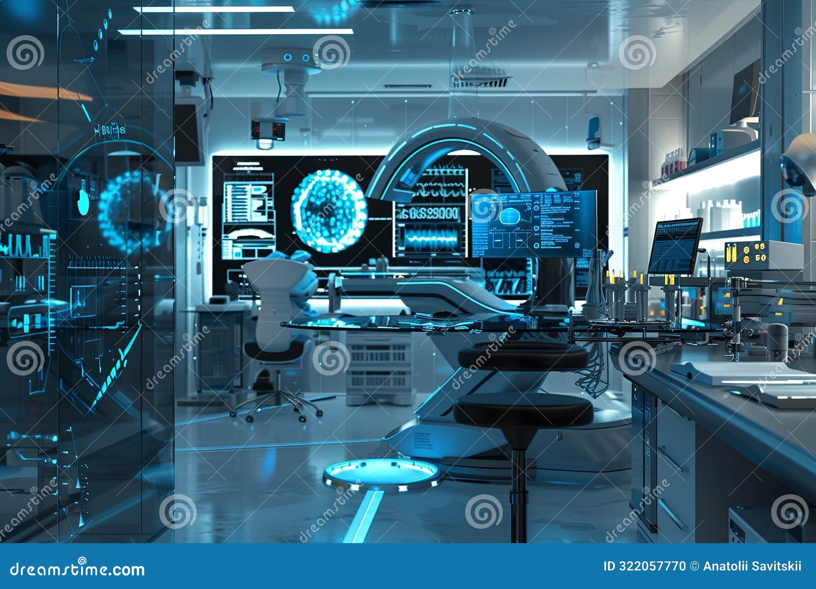 An Interior View of a Modern Medical Laboratory Featuring a High-tech ...