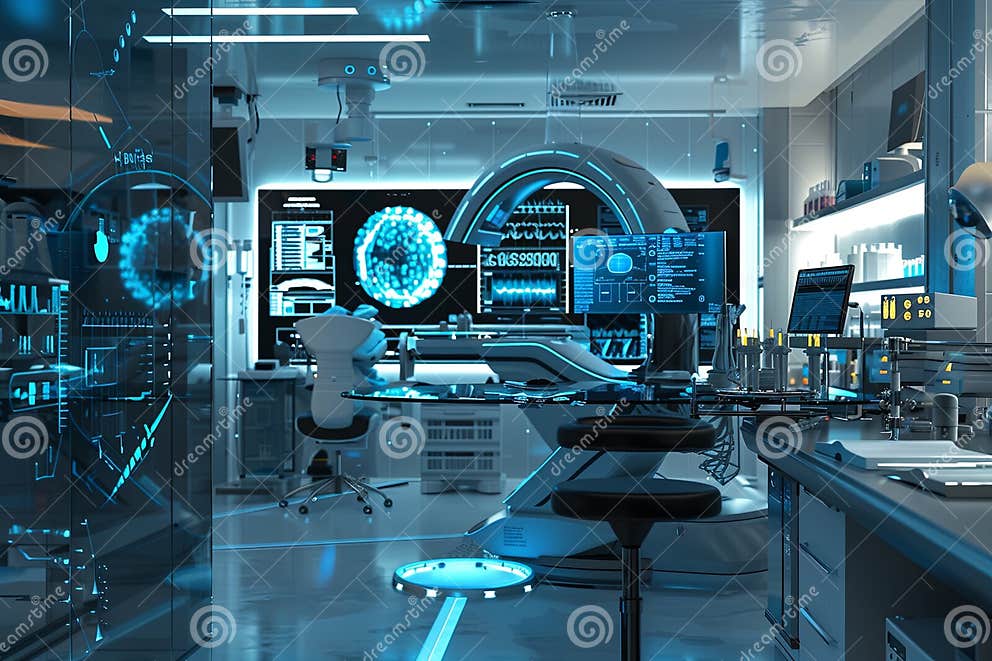 An Interior View of a Modern Medical Laboratory Featuring a High-tech ...