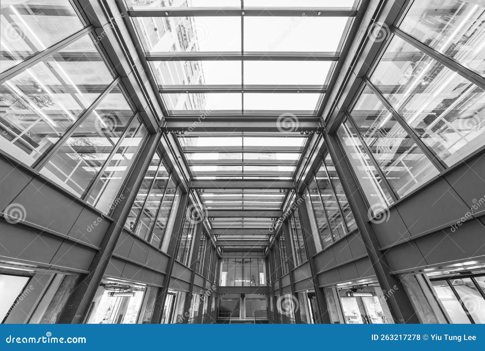 Interior View of Modern Shopping Mall. Building Abstract Background ...