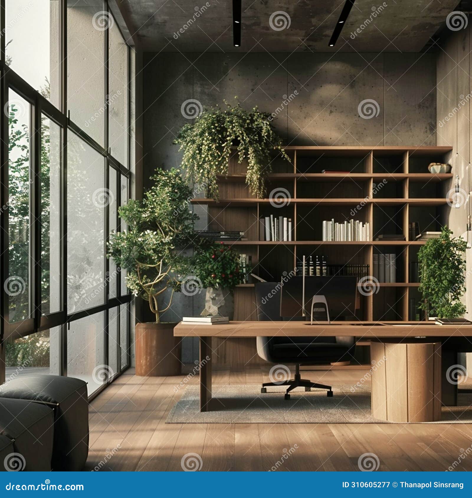 Modern study in home stock illustration. Illustration of architectural ...