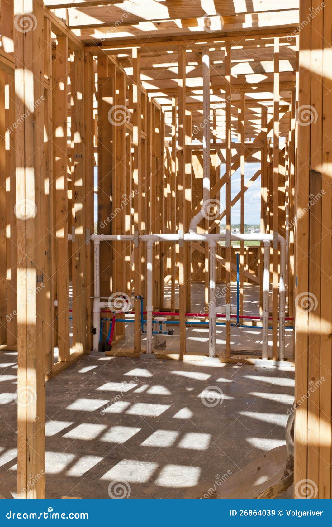 An Interior View of a New Home Under Construction Stock Image - Image ...