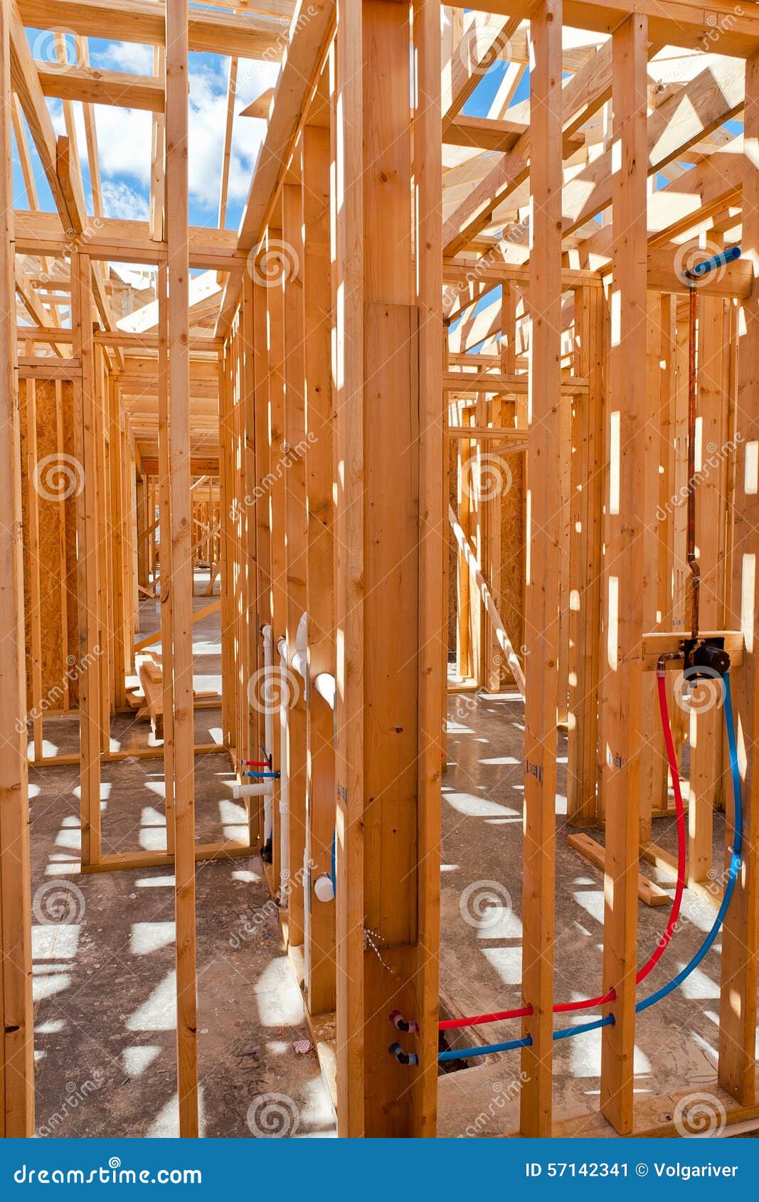 An Interior View of a New Home Under Construction with Exposed W Stock ...