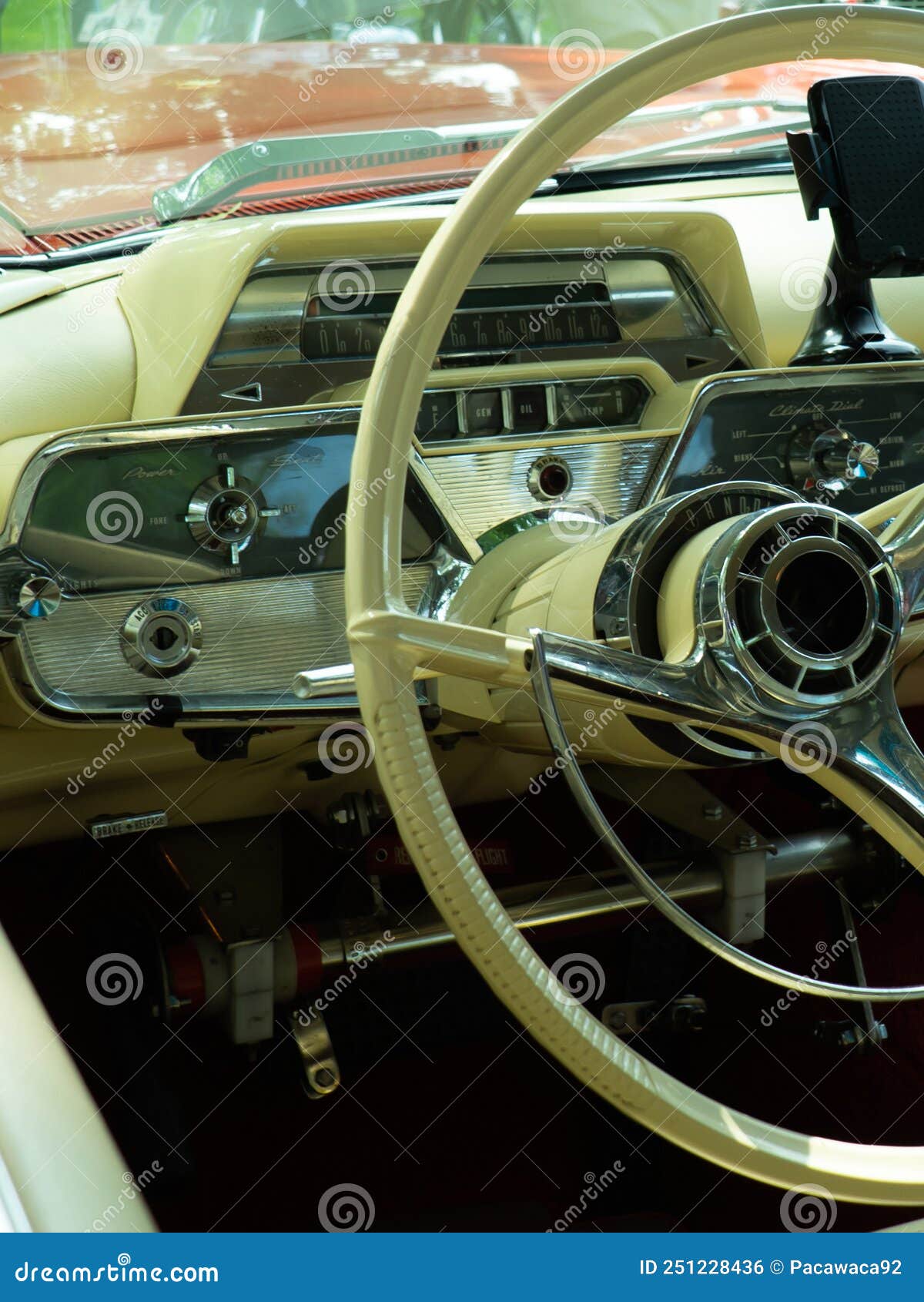 Interior View of Old Vintage Car. View on Dashboard of Classic Car ...