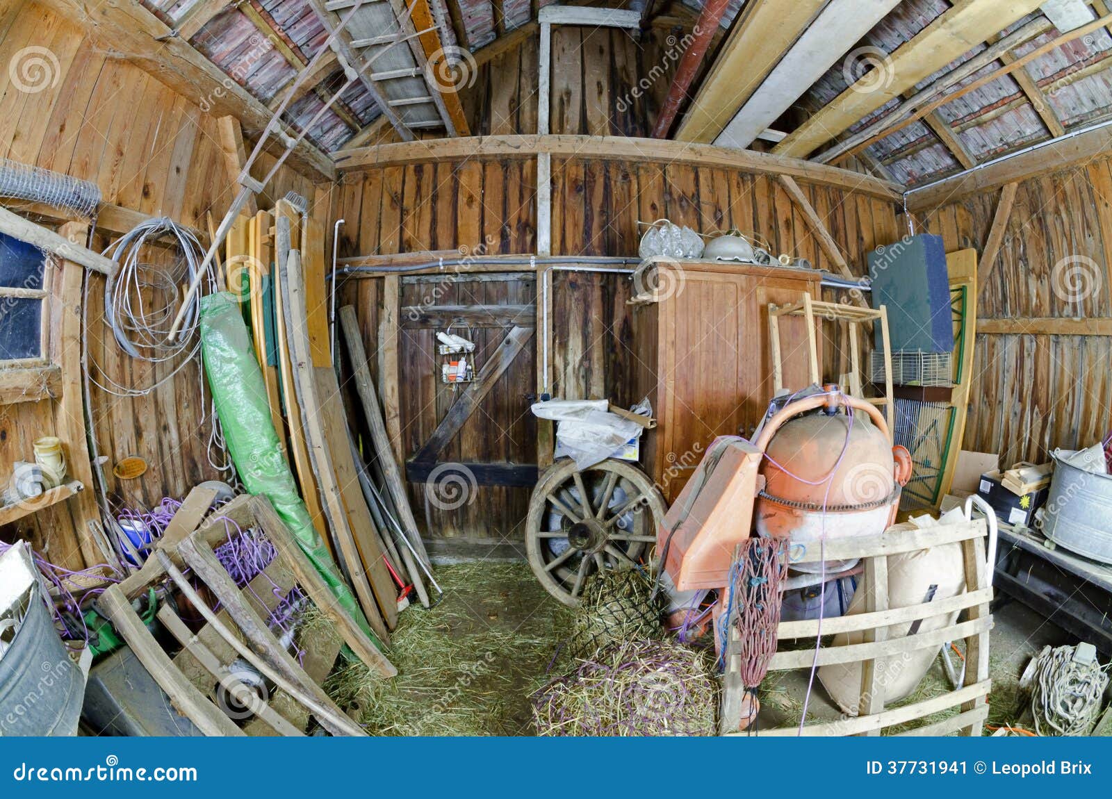 Interior View of an Old Wooden Barn #2 Stock Image - Image of building ...