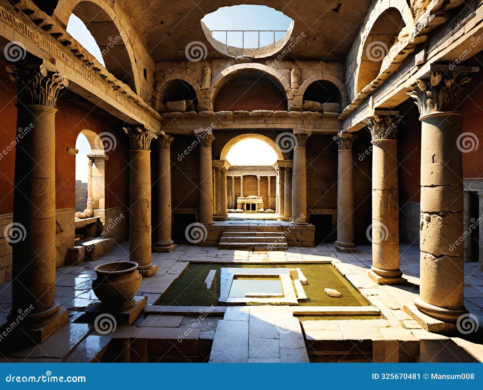Interior View of the Roman Temple Stock Illustration - Illustration of ...