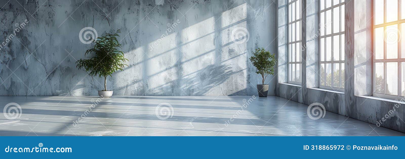 Interior View of a Room Featuring a Sizable Window and Two Potted ...
