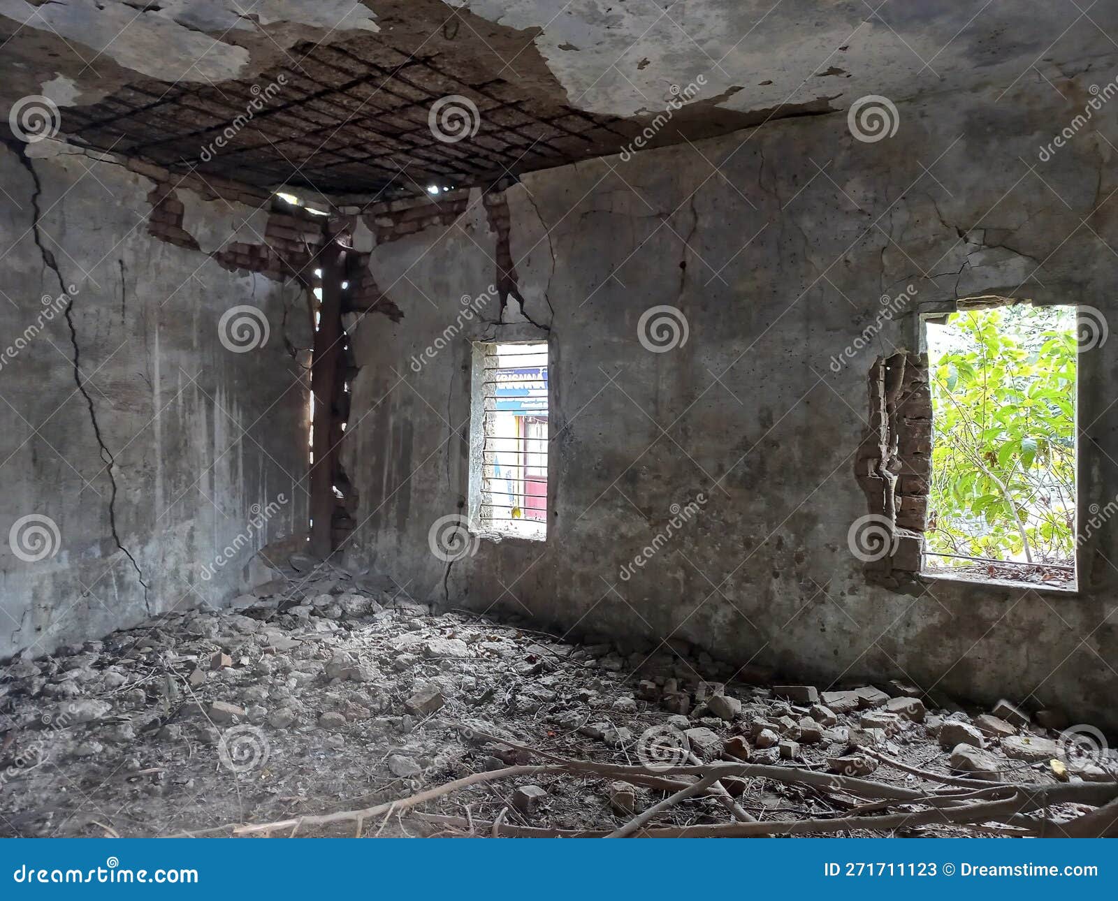 Interior View of Ruins of a Building in Poorly Maintained Condition ...