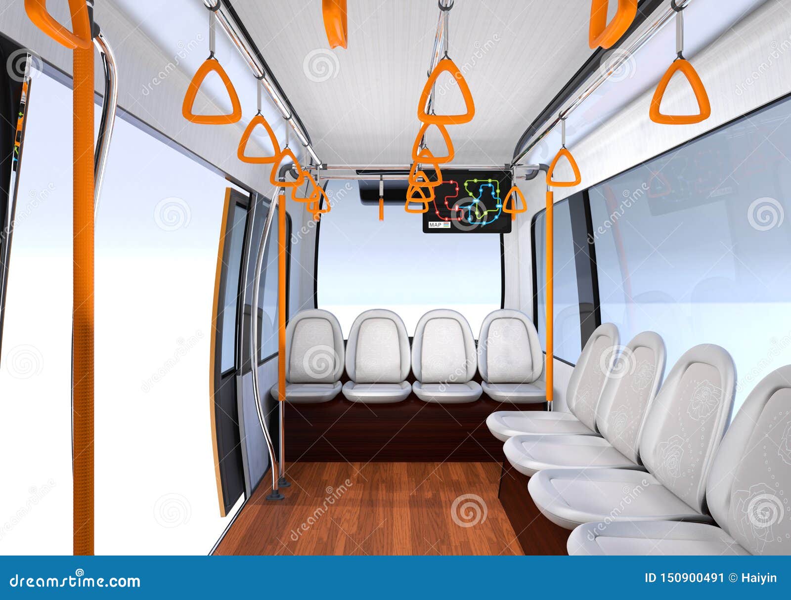 Interior View of Self-driving Shuttle Bus Stock Illustration ...