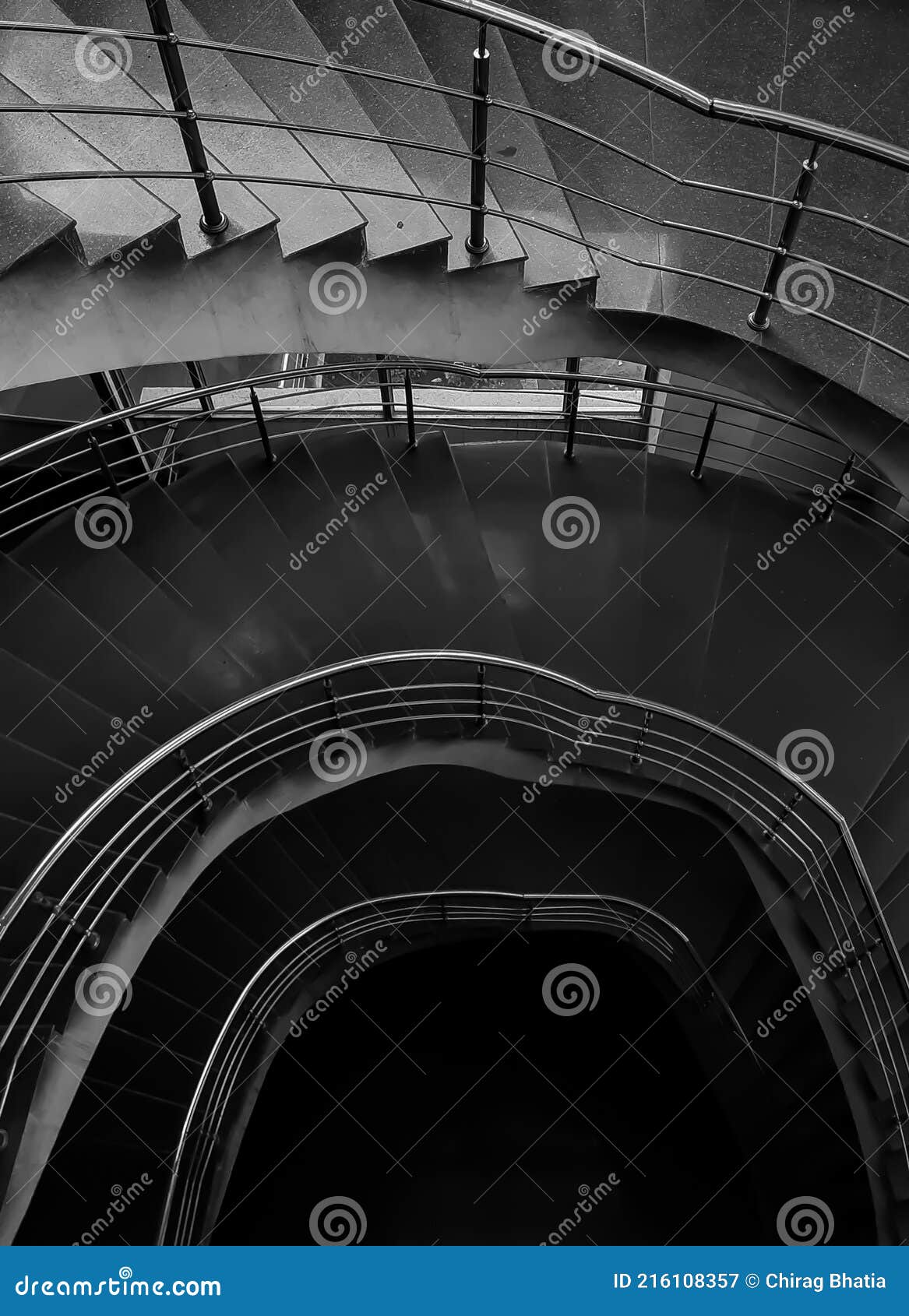 Interior View of a Spiral Staircase from Above Stock Image - Image of ...