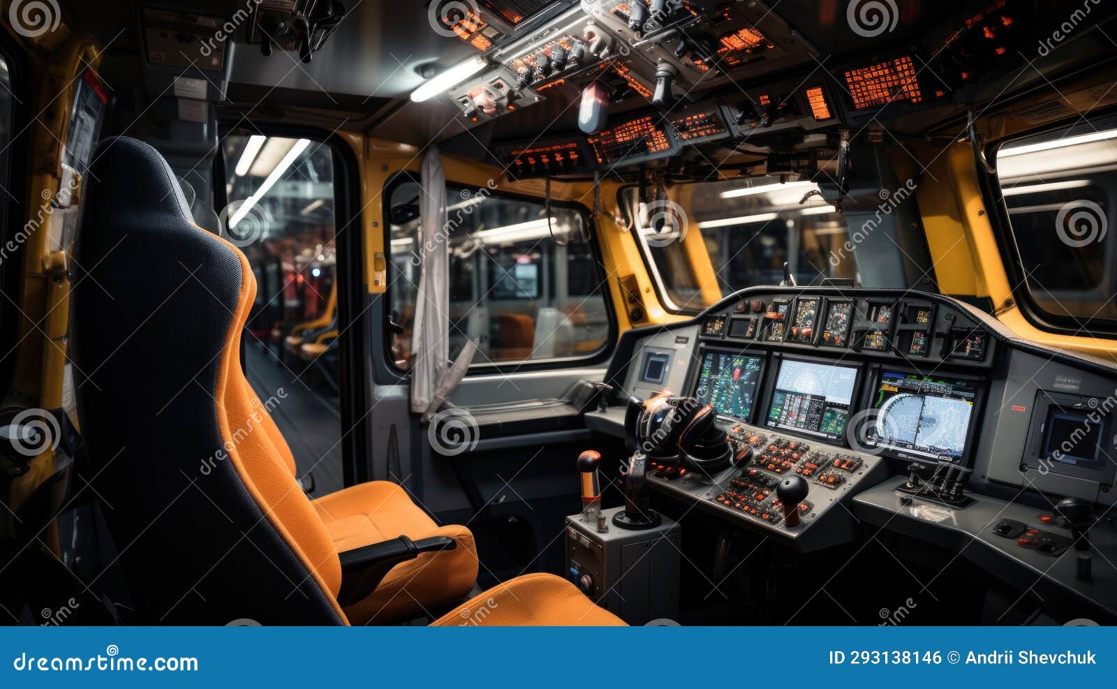 Interior View of a Subway Train Cabin with Control Panel Stock ...